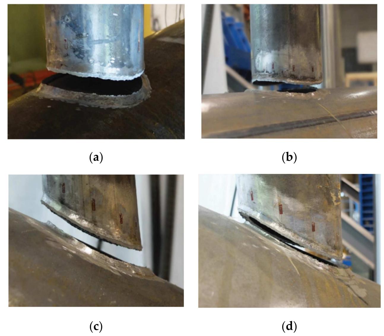 Typical failure modes of fillet welded joints on chs-to-chs