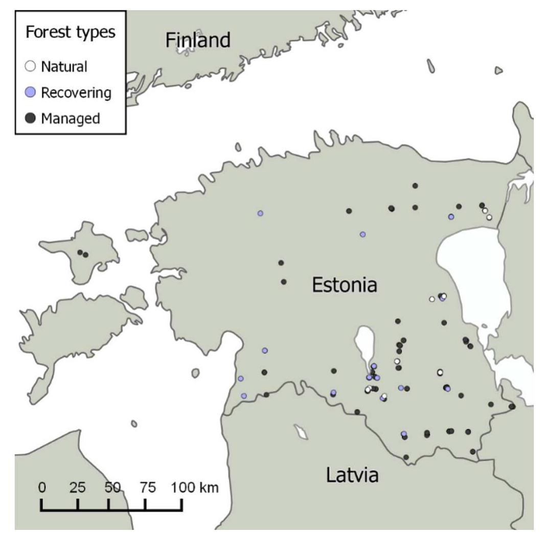 Location of the sample plots in estonia. a point may