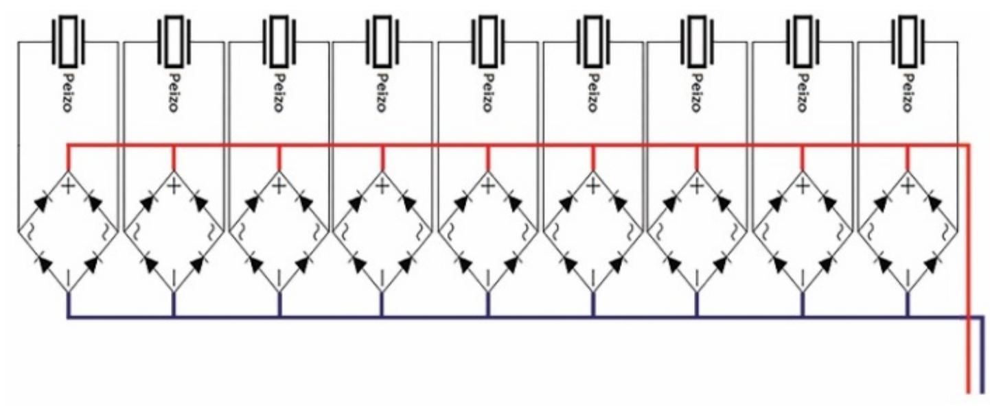 Electrical integration of piezo-disks in tiles fig. 4 shows