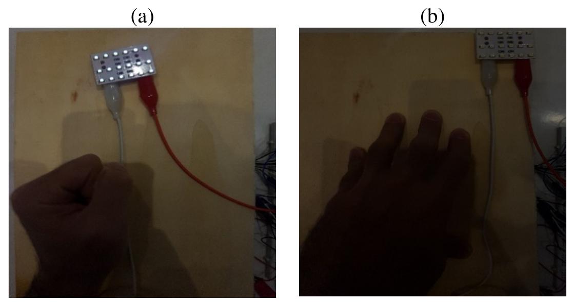 Led lights on & off (a): turn on, (b): turn off as shown