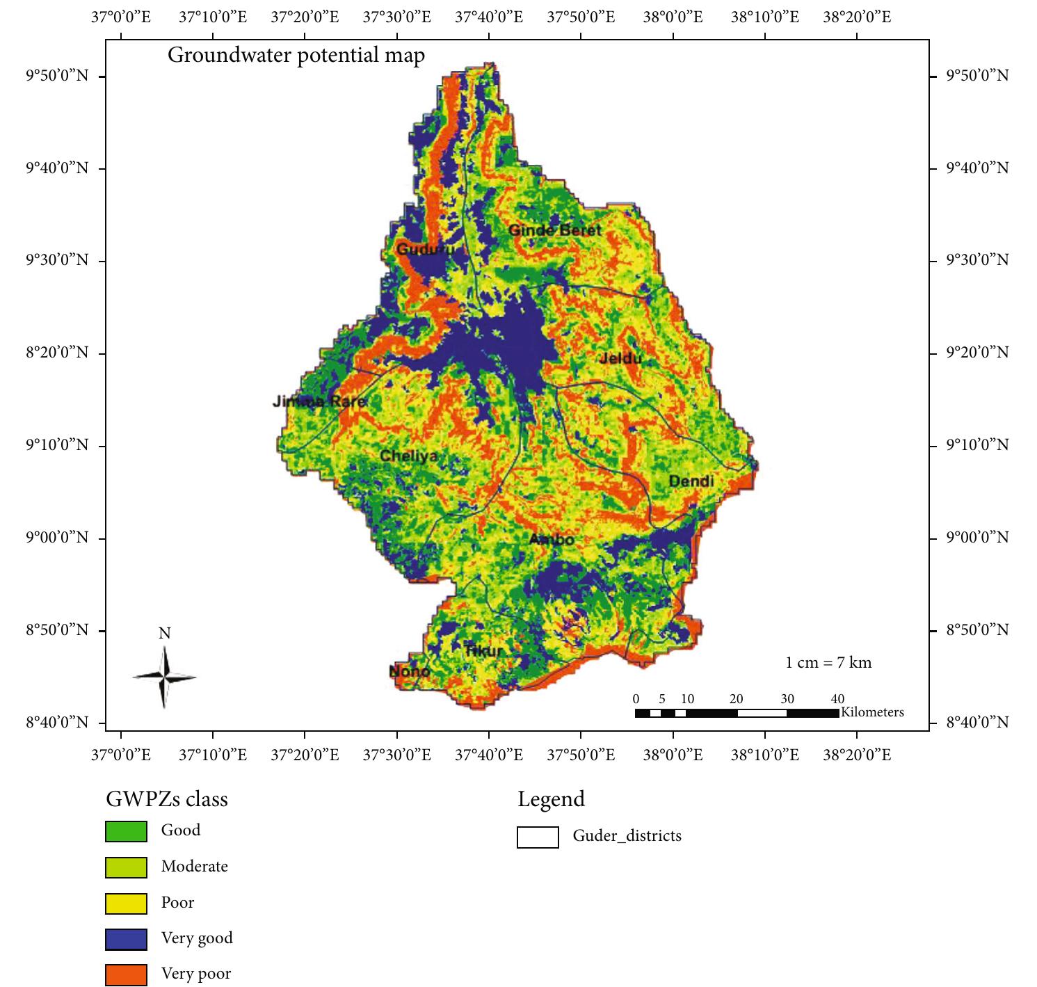 Ficuree 15: map showing groundwater potential zones over the