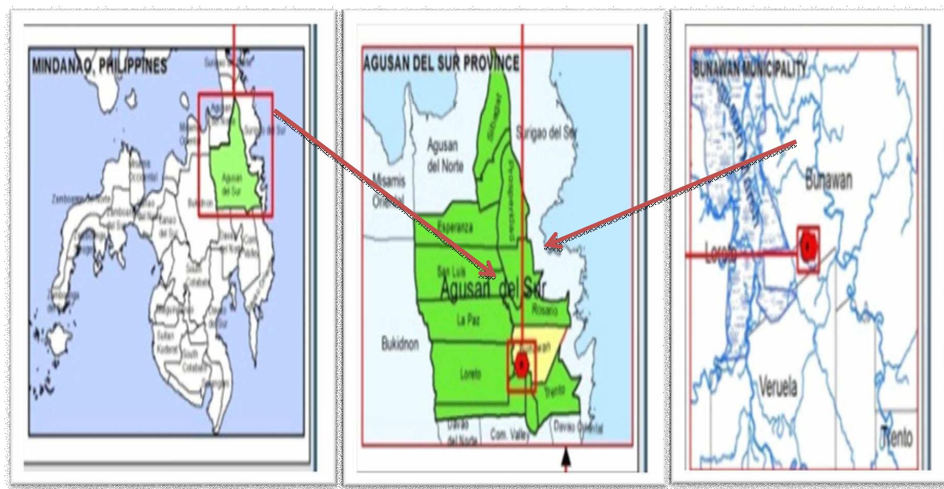Map of agusan del sur showing the two sampling area in