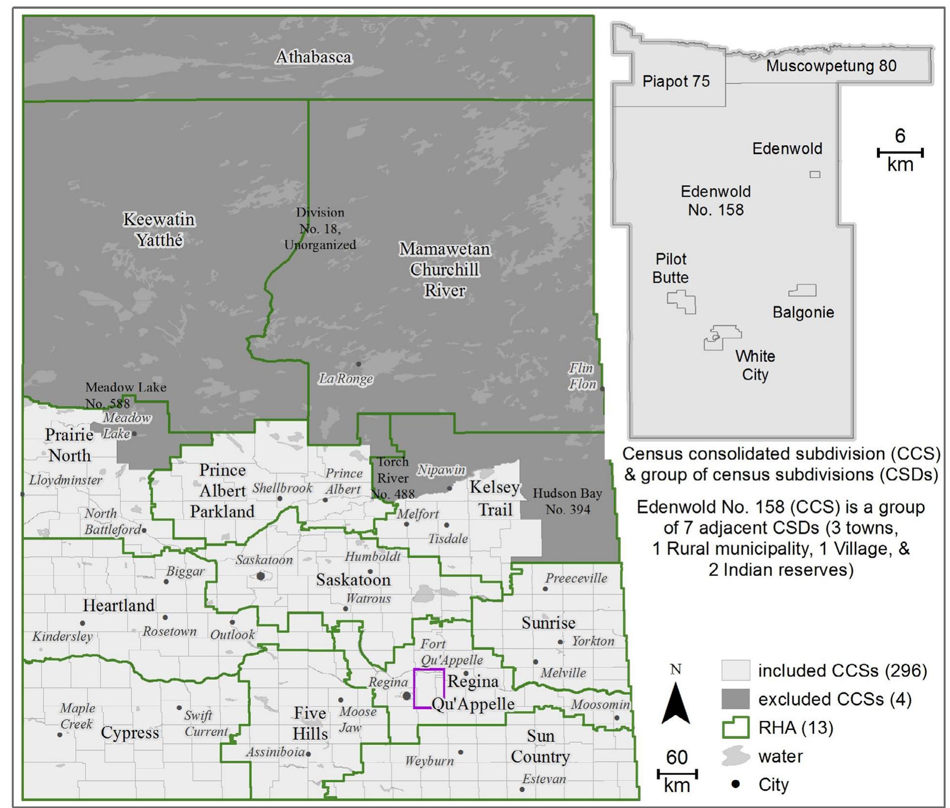 Study area map: inset maps showing the difference between