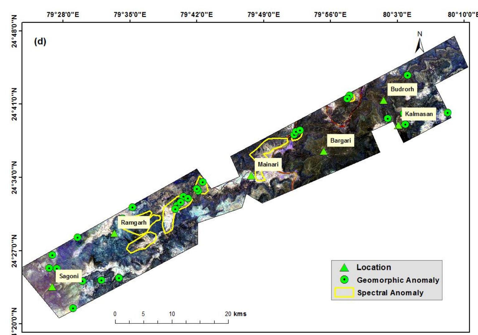 Geological evidences used for deriving the potential zones