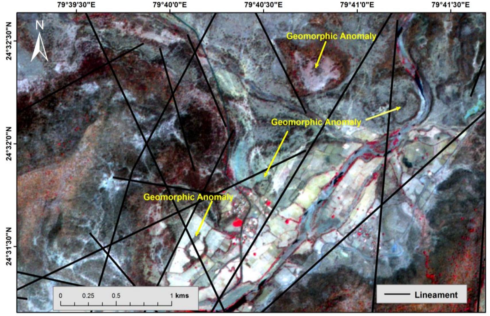 Identification of geomorphic anomaly on satellite imagery