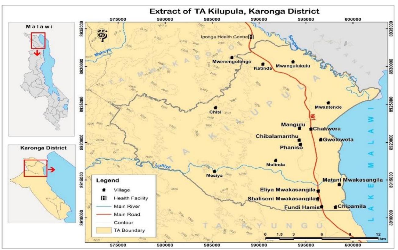 Map of traditional authority kilupula showing location of