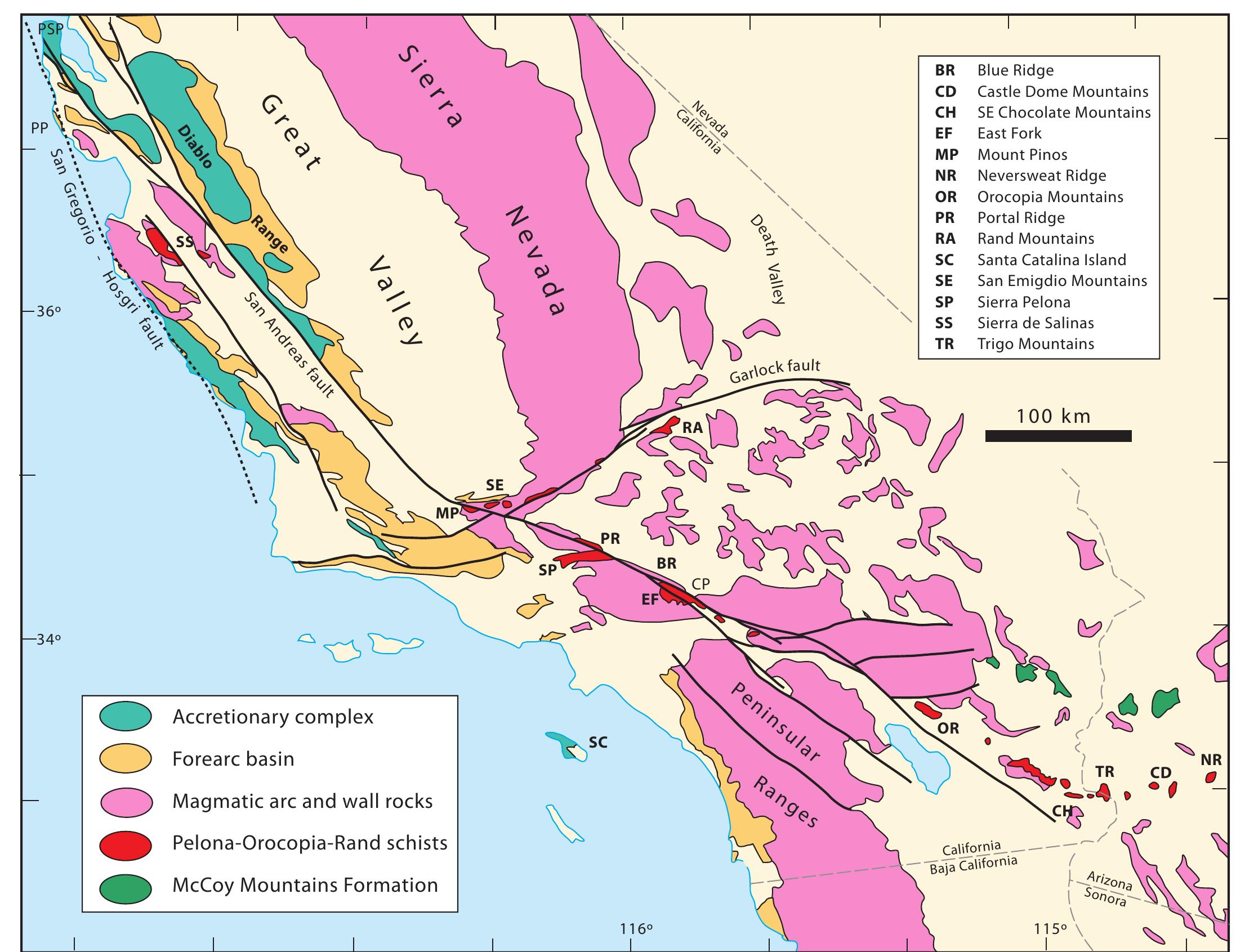 Generalized geologic map showing distribution of subduction