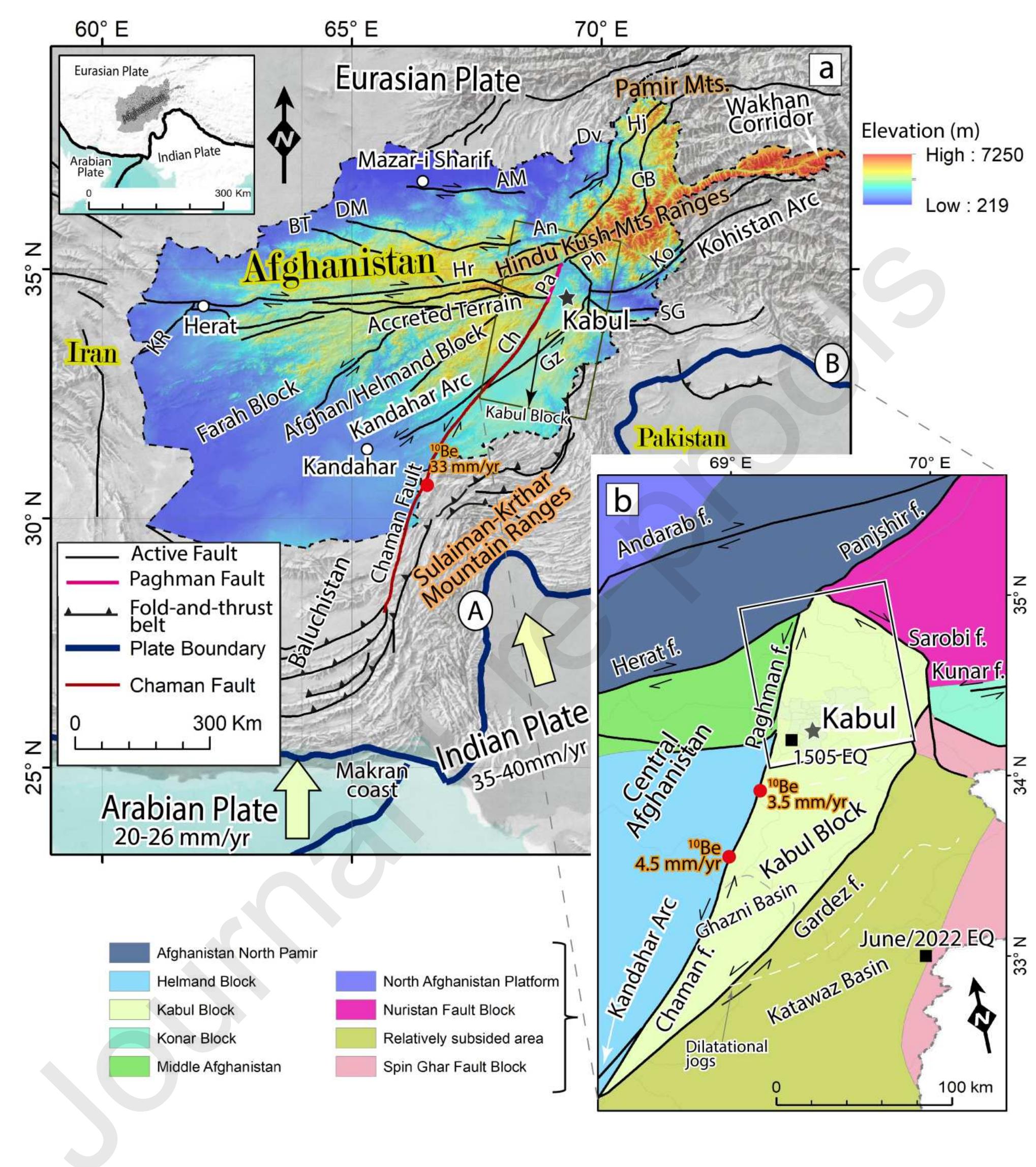 Figure 2 - The Chaman and Paghman active faults, west of