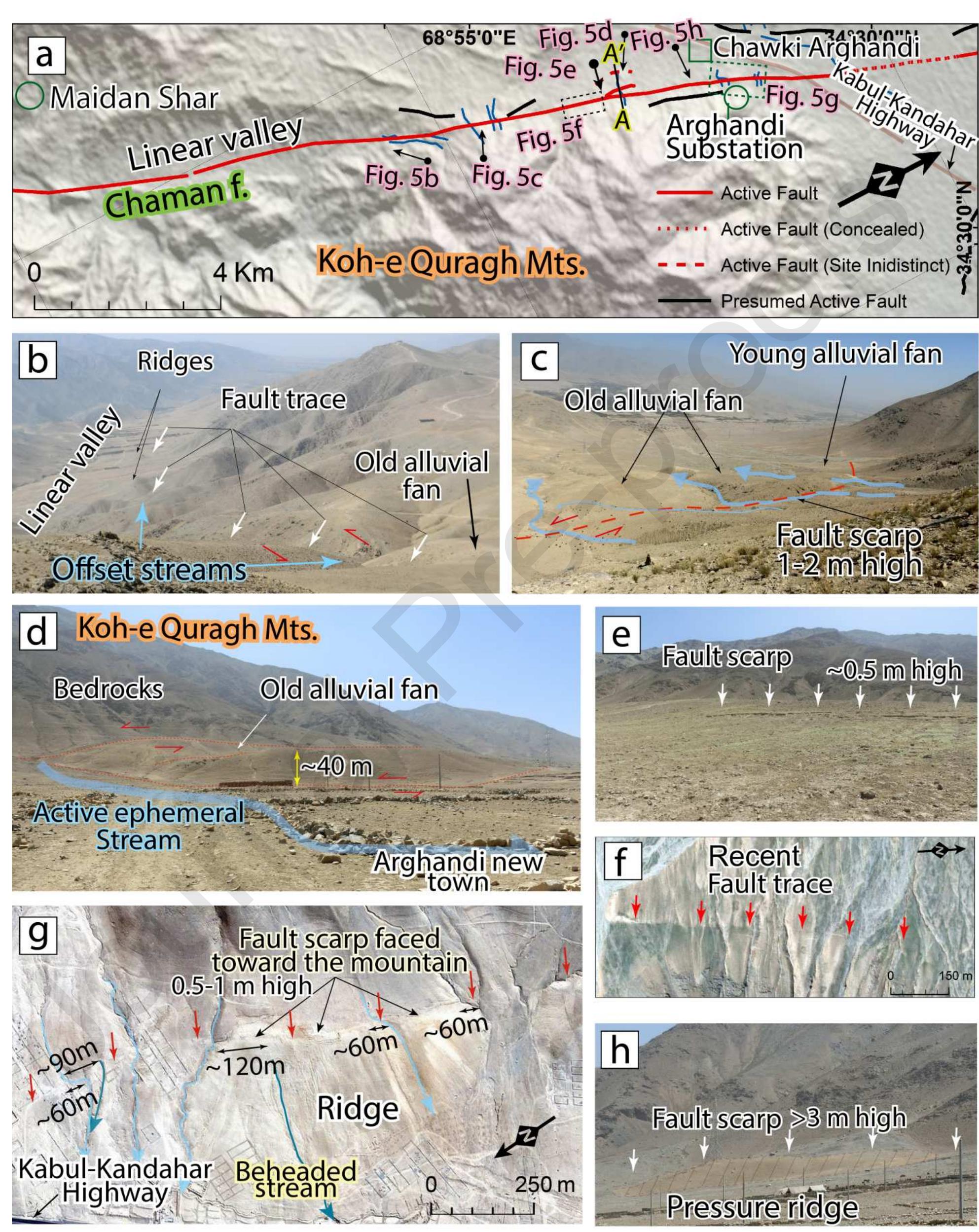 Figure 6 - The Chaman and Paghman active faults, west of