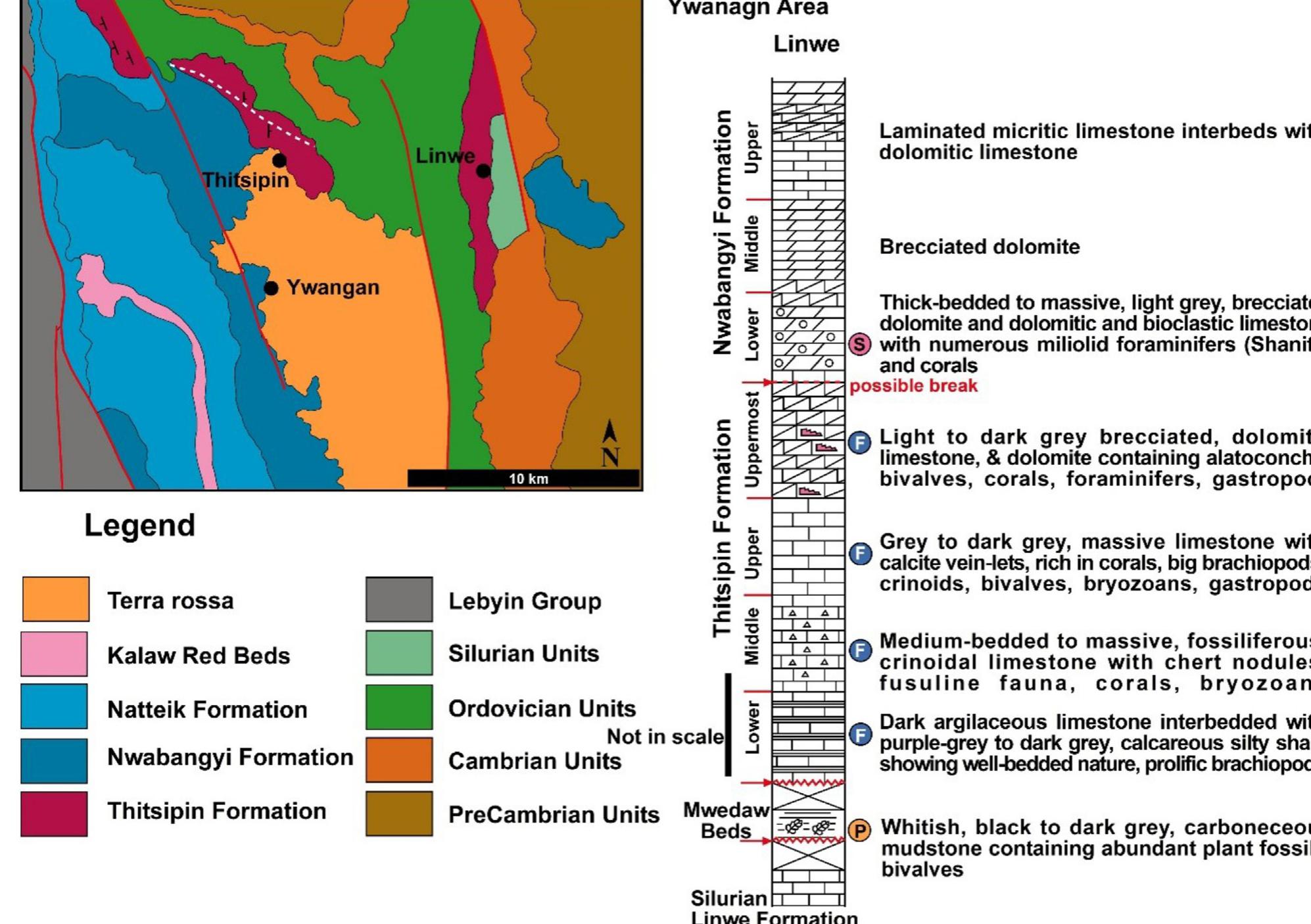 Geological map of the ywangan area with the composite