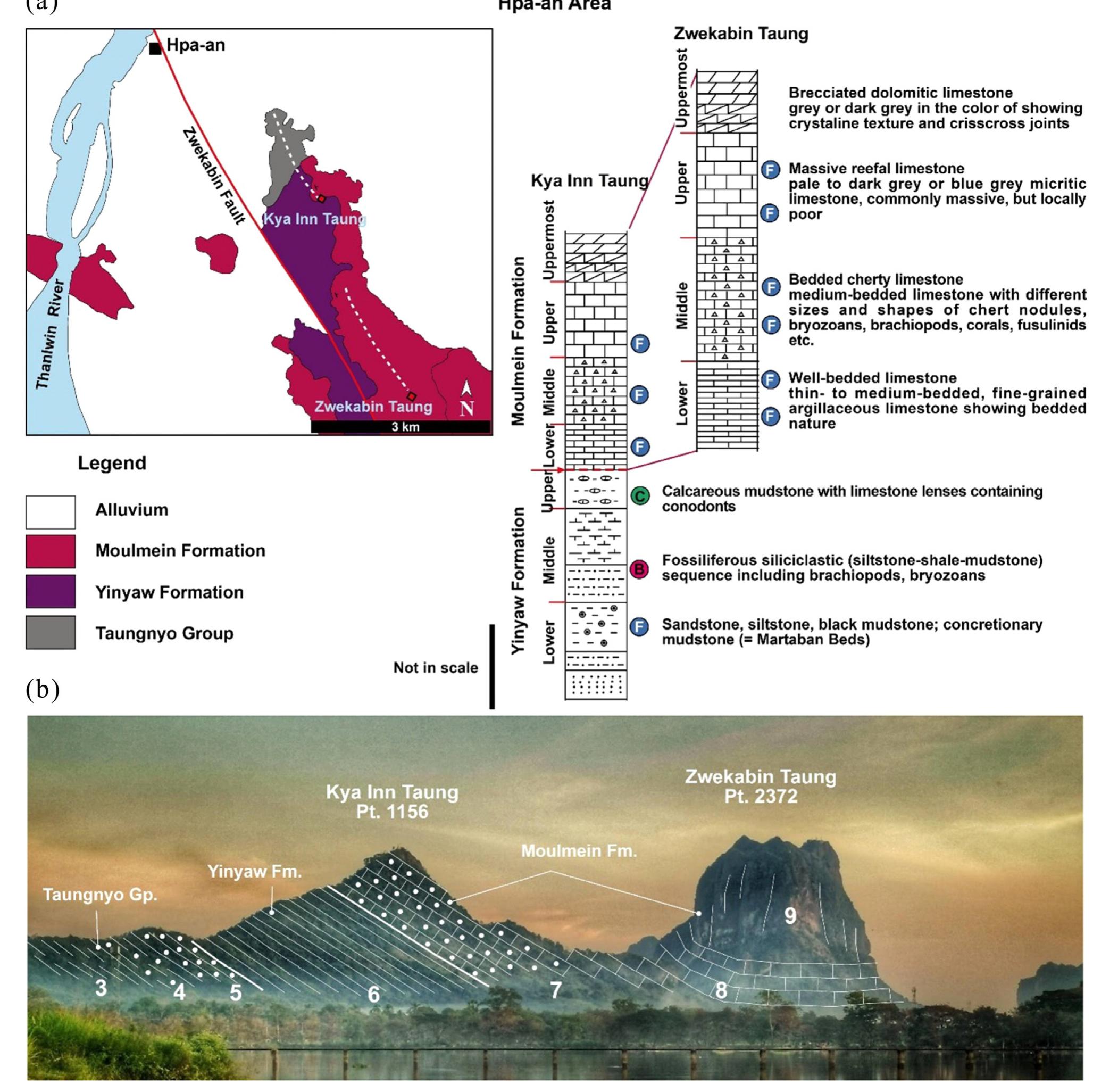 (a) geological map of the hpa-an area with the