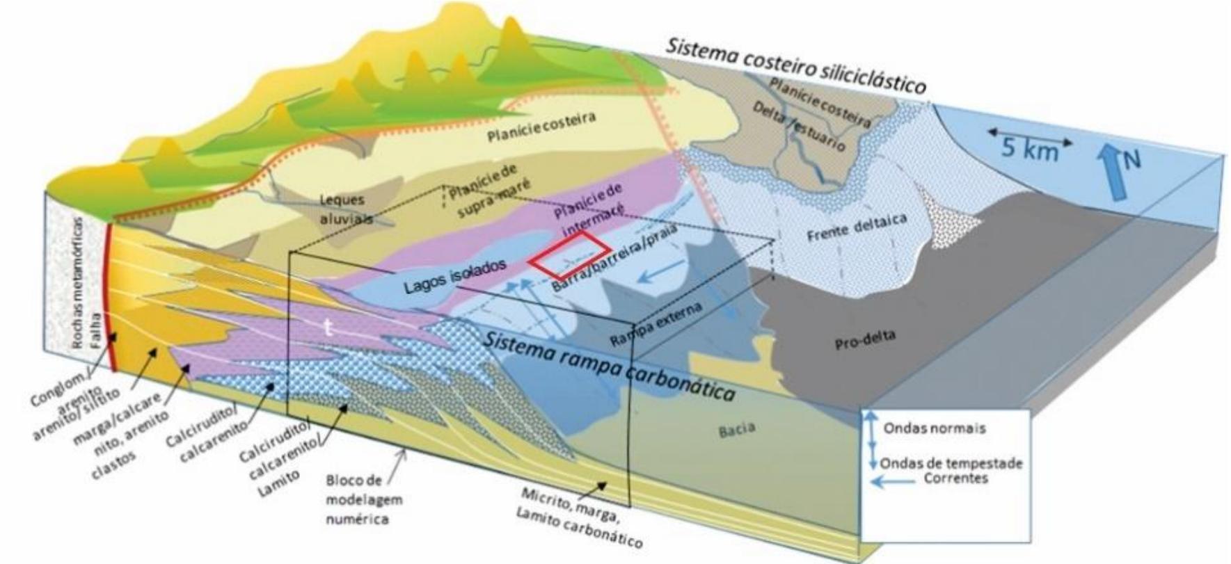 Carbonatic ramp depositional system configuration, where