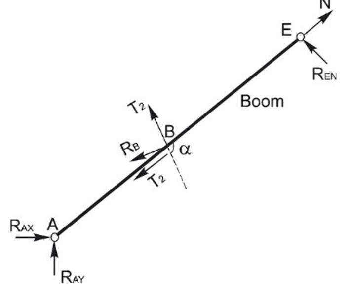 Free-body diagram of the boom.