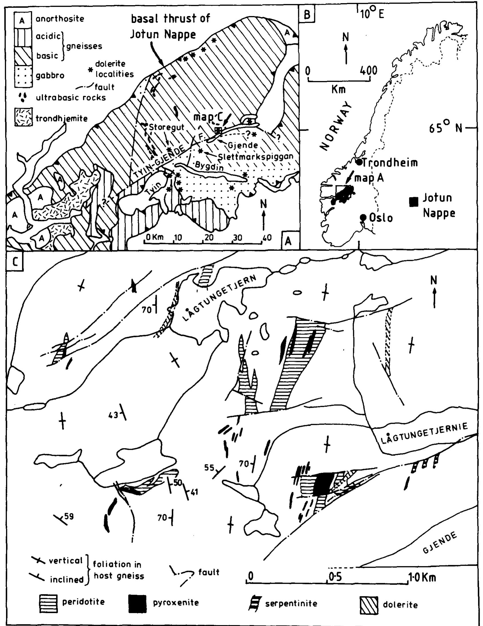 Fic. 1. sketch maps showing (a) simplified geology of the