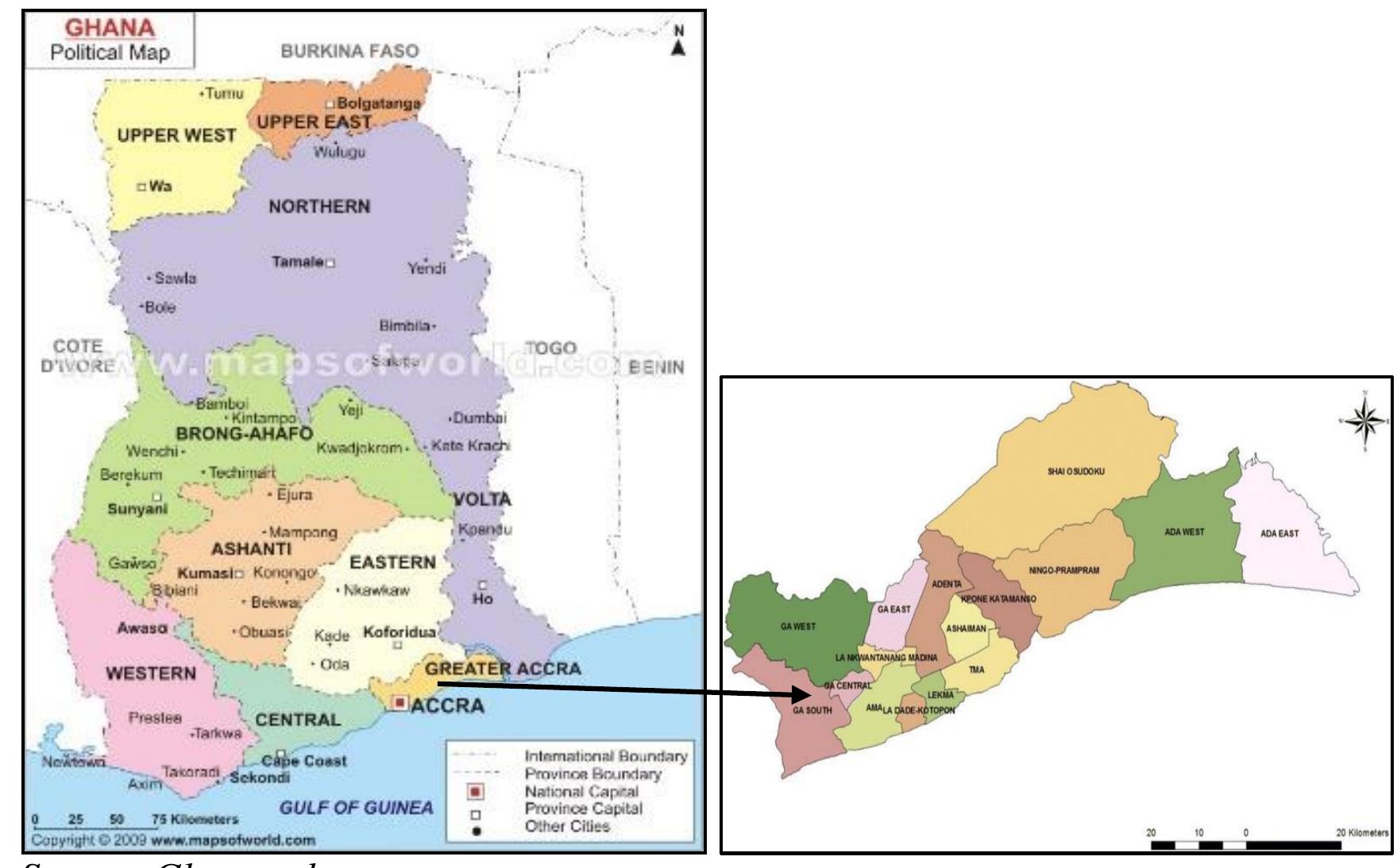 Source: ghanaweb.com figure 1.1: political map of ghana,