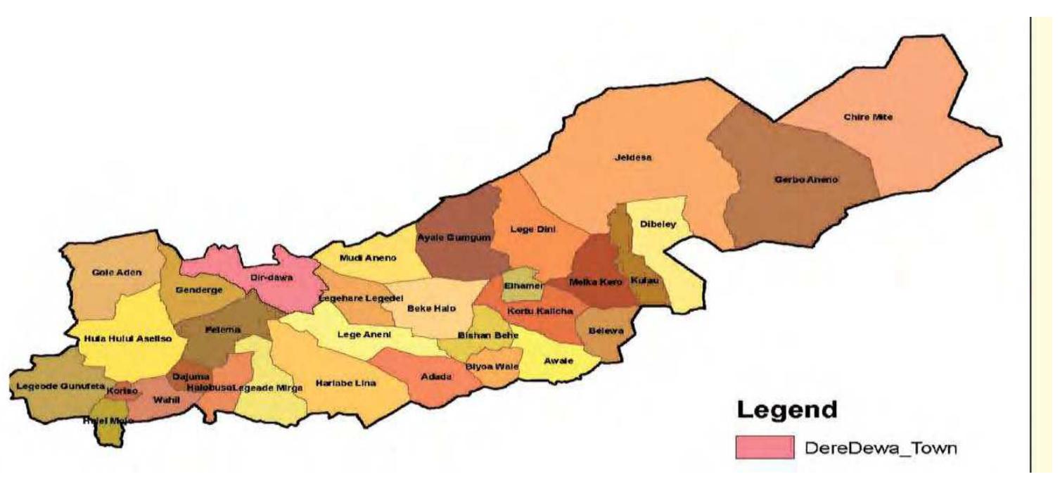 Map of dire dawa city administration source: dire dawa