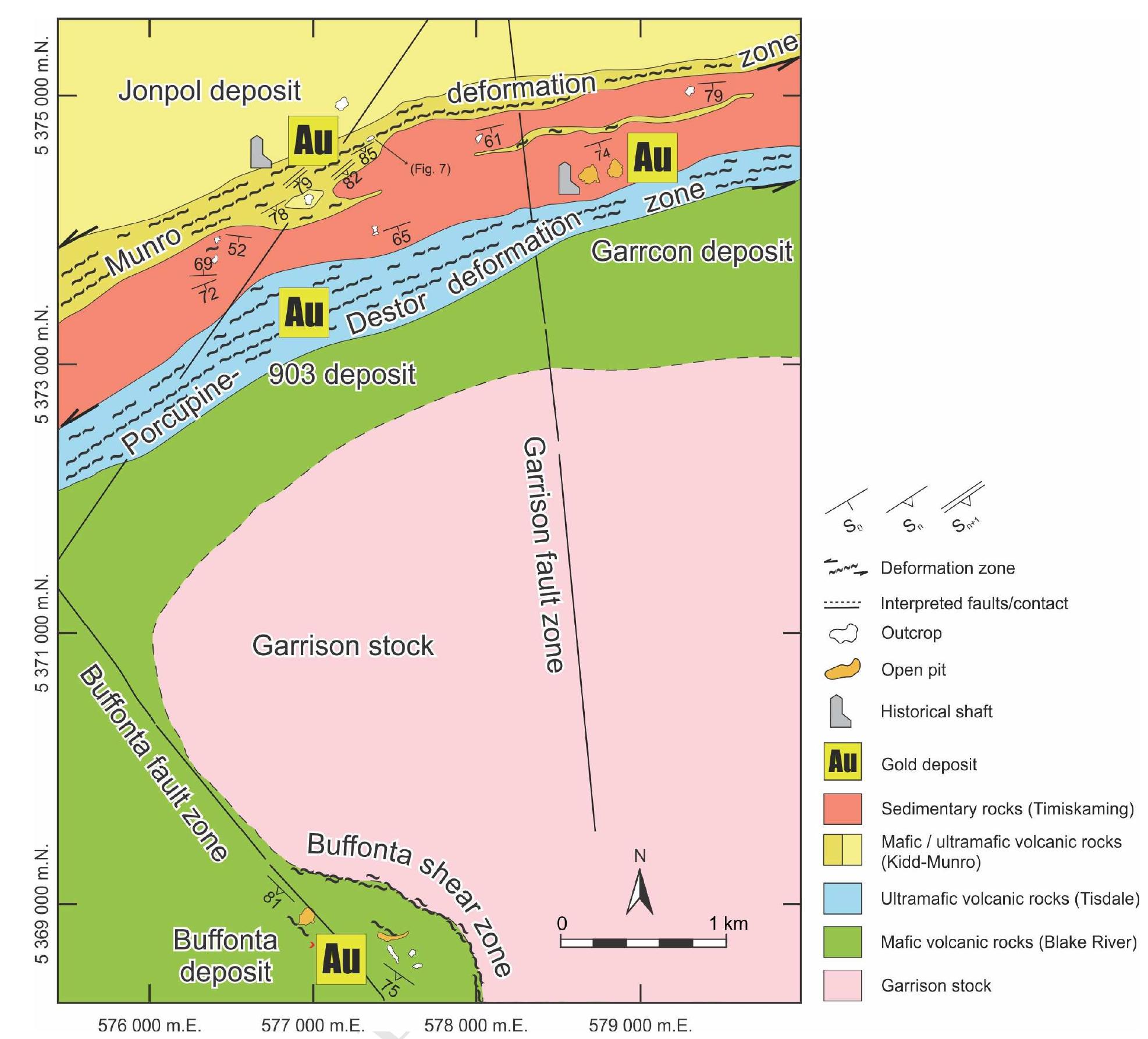 Geological map of the garrison camp showing the location of