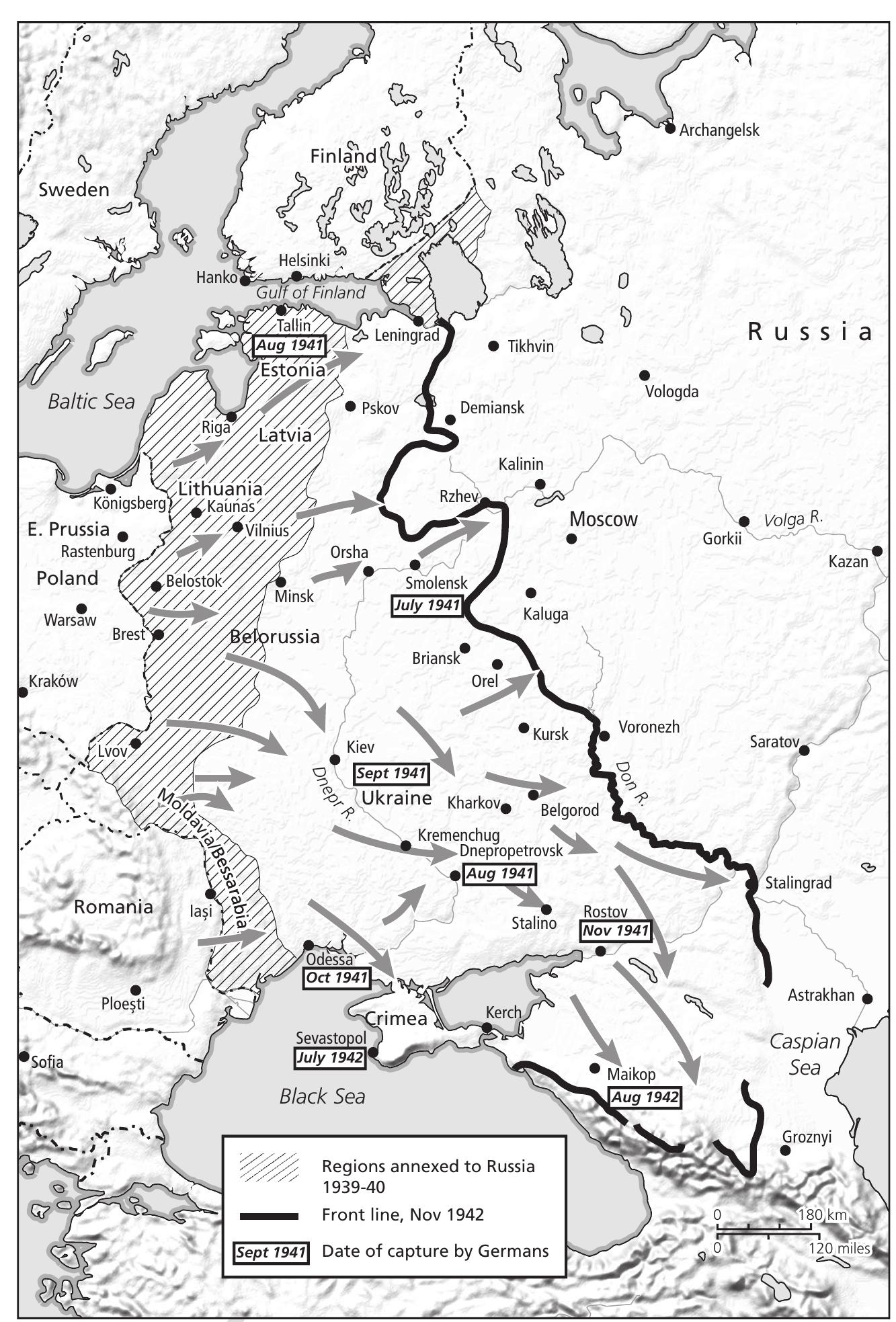 Map 12.1 german invasion of russia, 1941-42