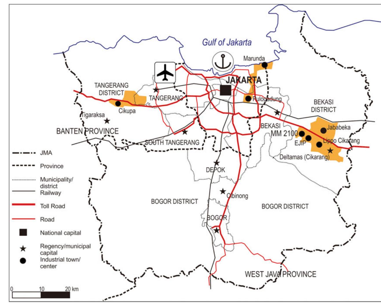 Map of jakarta metropolitan area (jma). source: adapted and