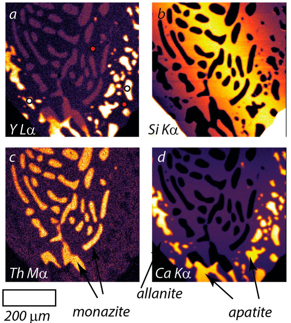 Close up wds maps of type ii monazite showing relict zoning