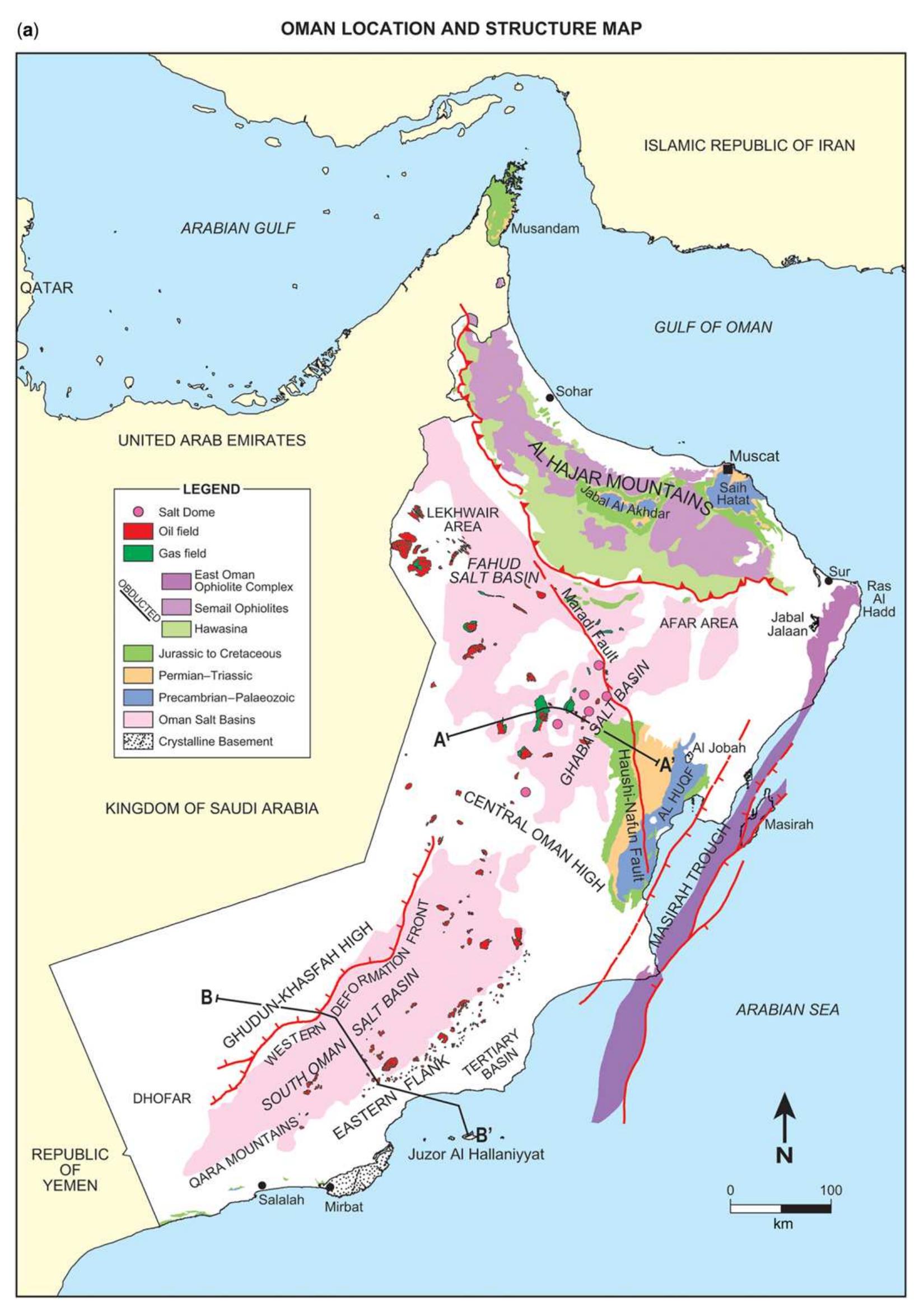 (a) structural map of oman showing the main geological