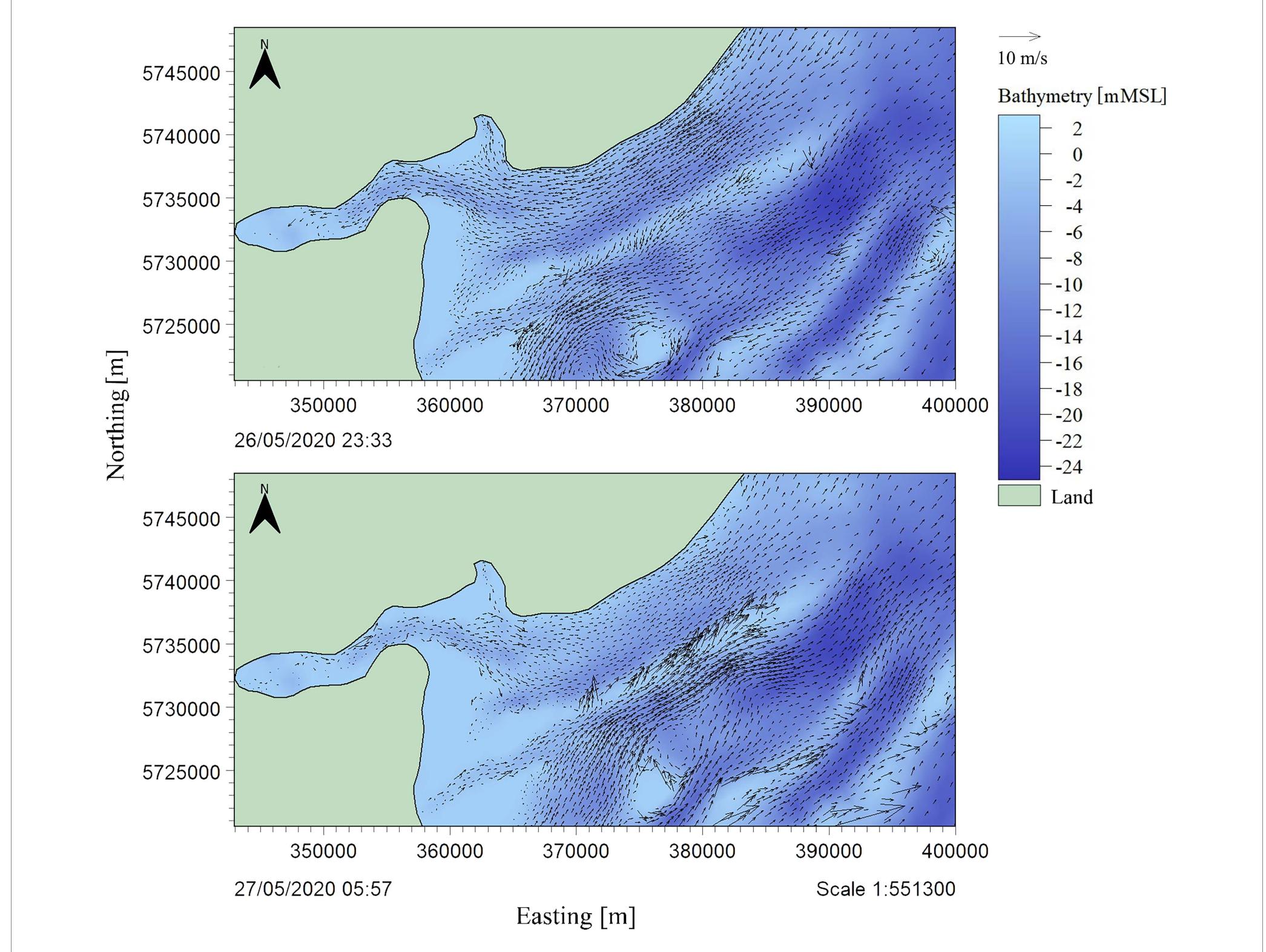 Bathymetry of the gunfleet sands offshore wind farm, with