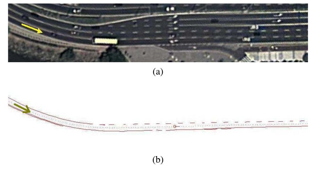 | example of a visual lane marking map. (a) satellite image.