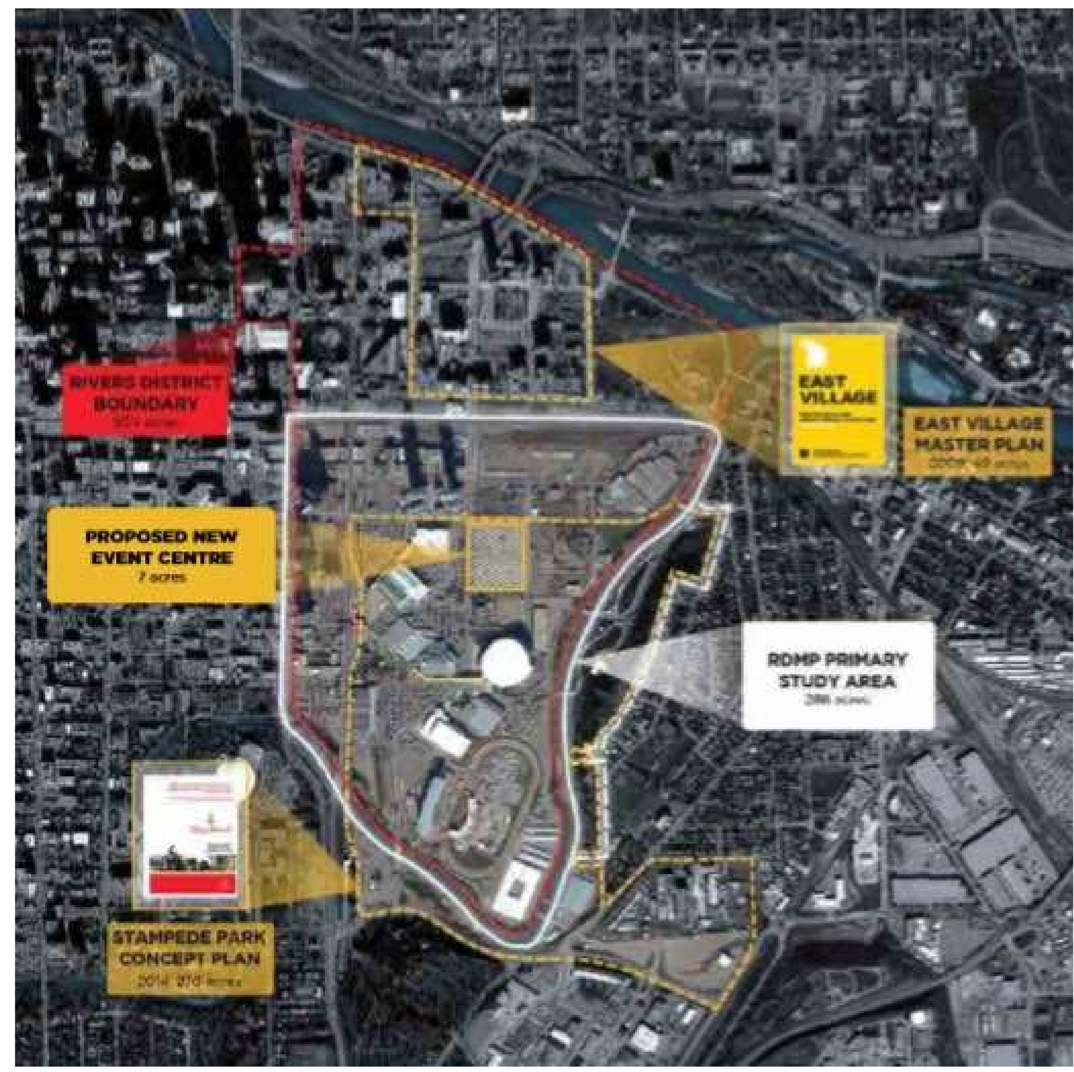 The river district master plan as produced by calgary