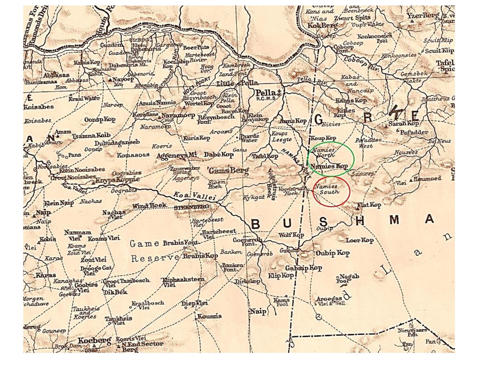 Surveyor general map of 1895 - showing the location of