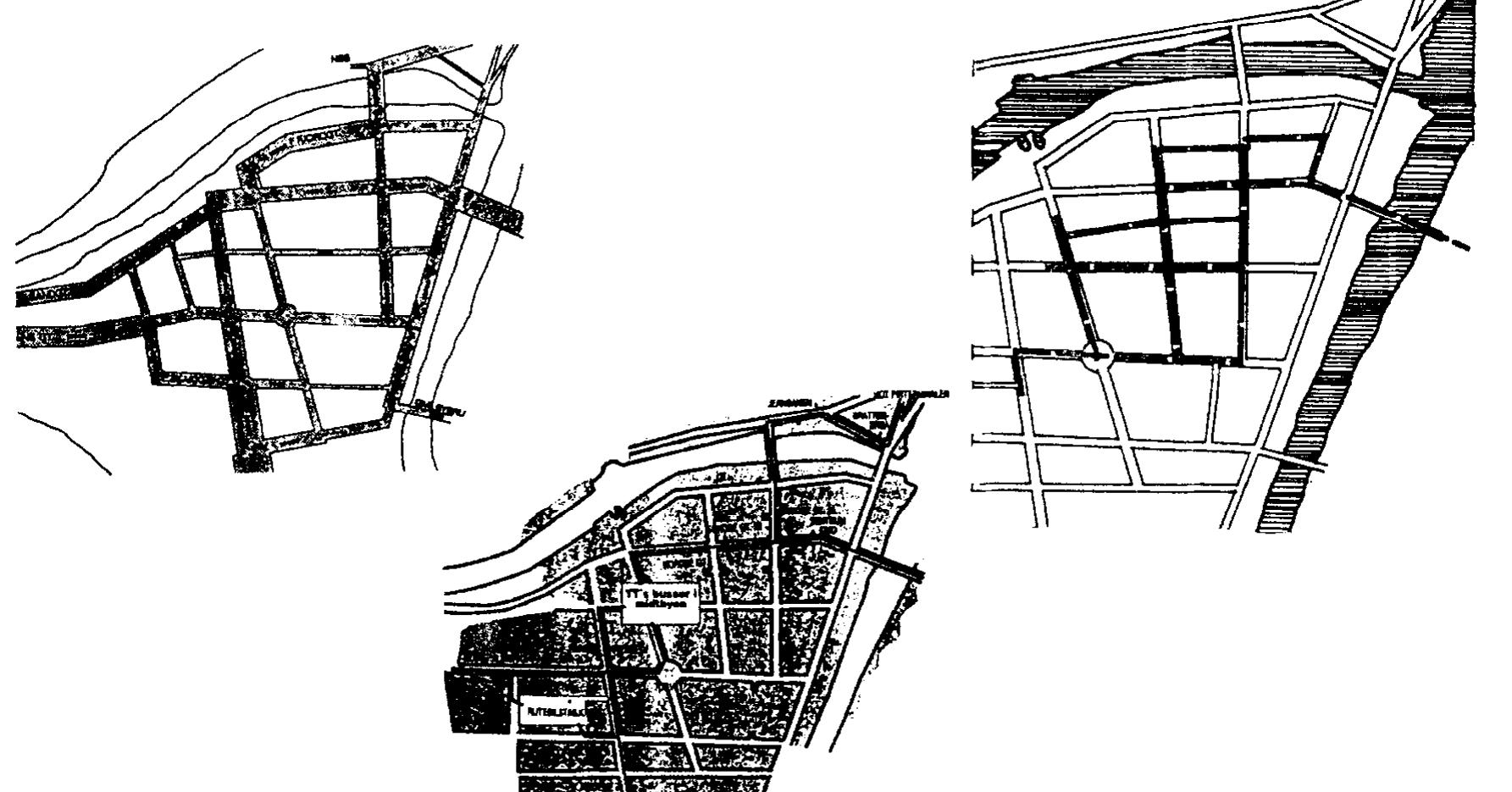 Map illustrations which show how the different transport