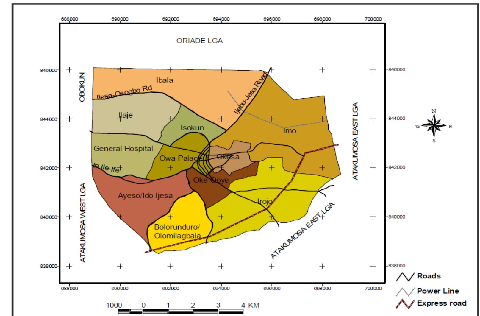Map of ilesha, the study area