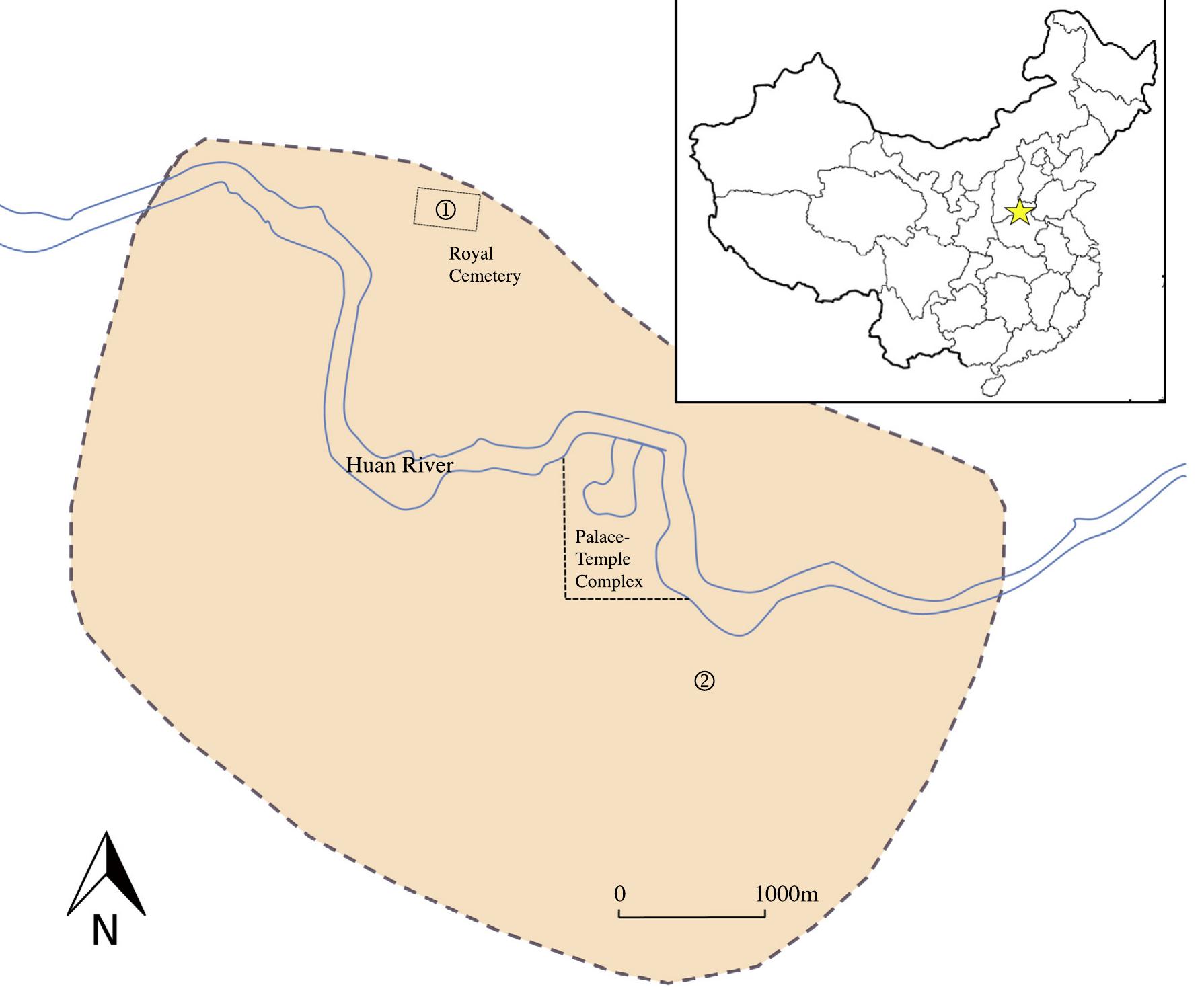 Map of archaeological site of yinxu: © royal cemetery;