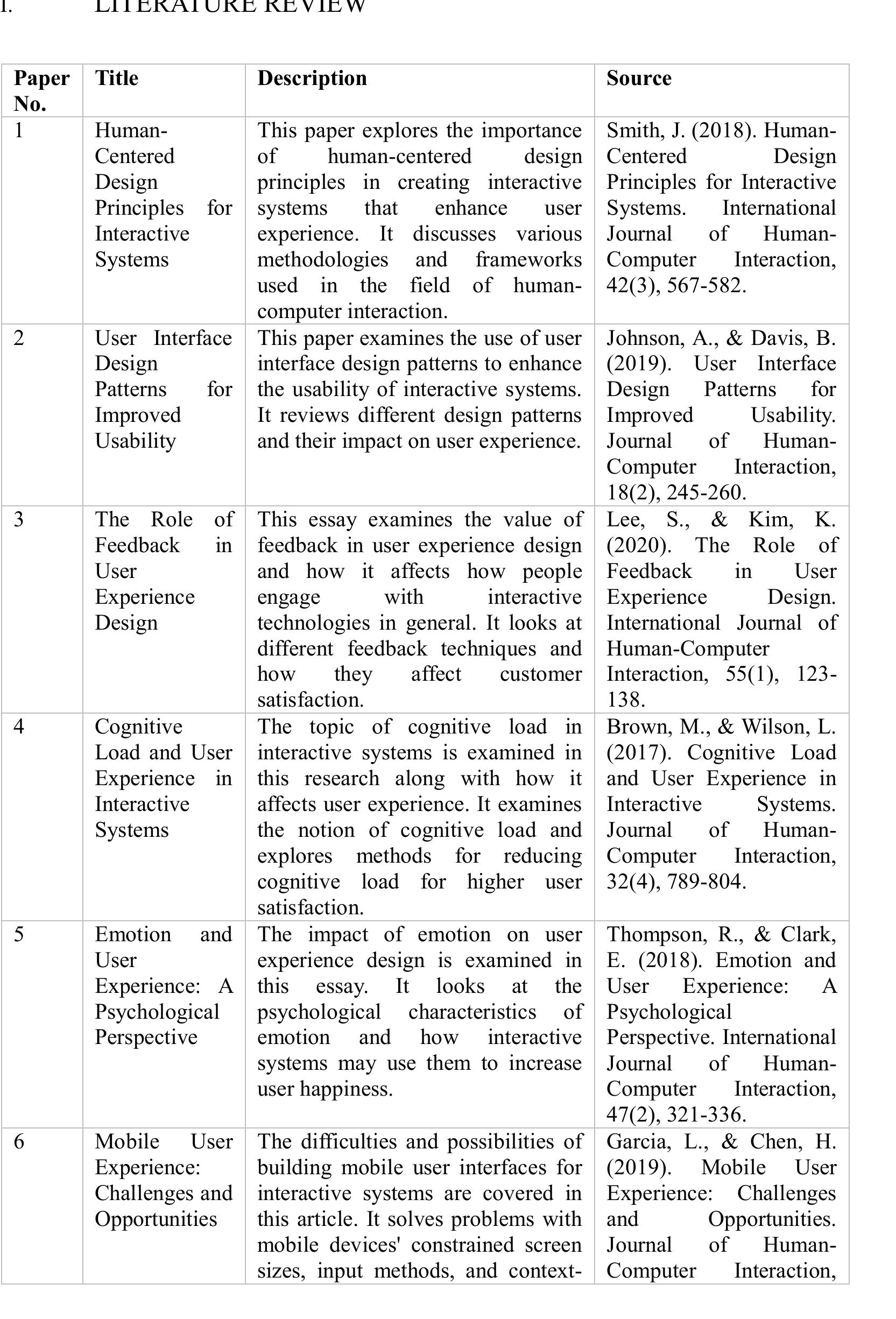 Table 1 - Human-Computer Interaction: Enhancing User Table 1 - Human-Computer Interaction: Enhancing User