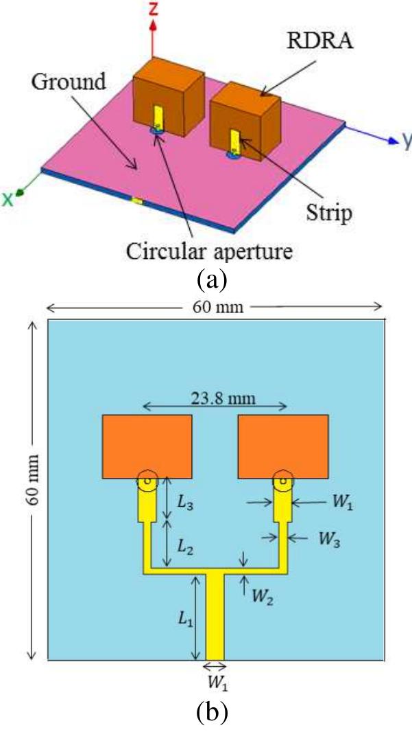 (a) geometry of two-element rdra linear array, and (b)