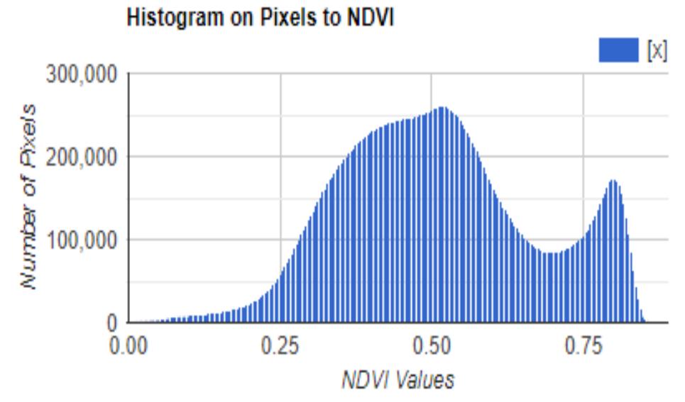 Pixel-ndvi histogram column chart