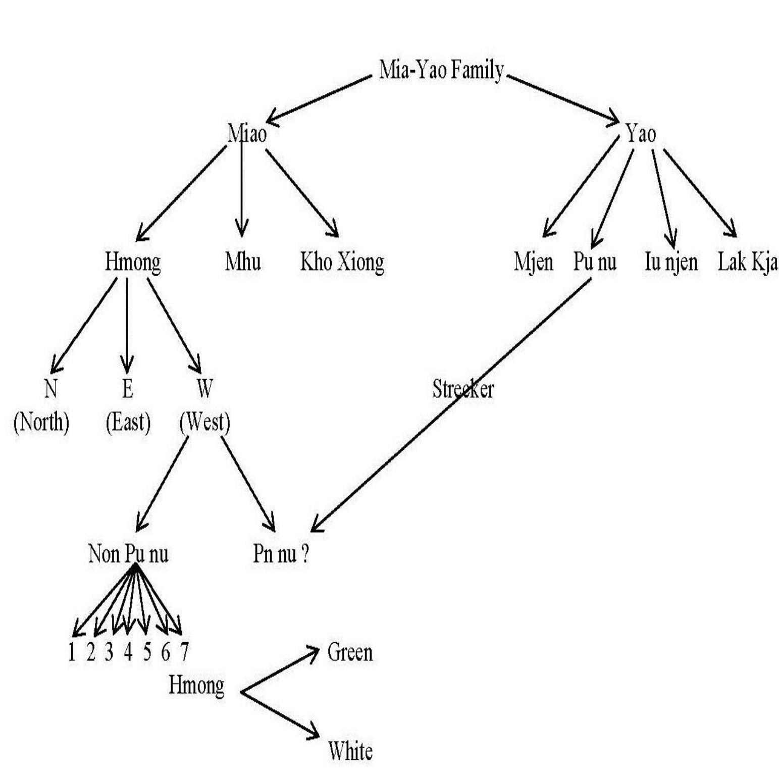 Hmong language family diagram. adapted from lemoine (1972),