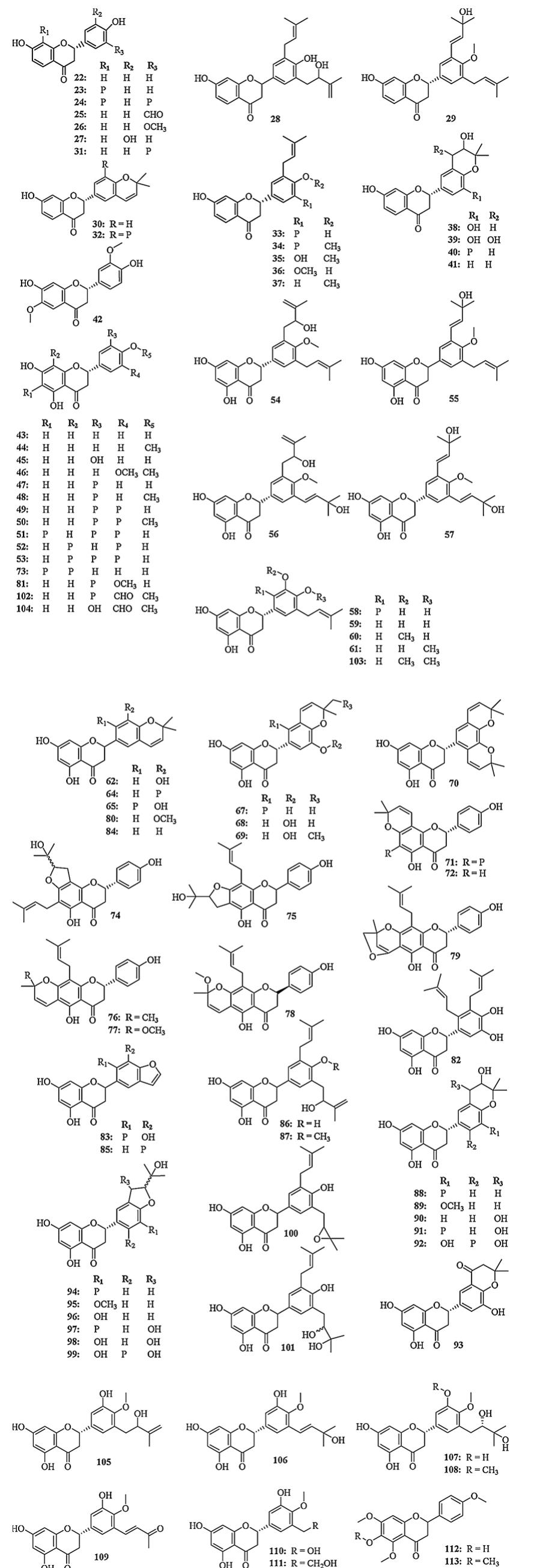 Chemical structures of flavanones isolated from genus