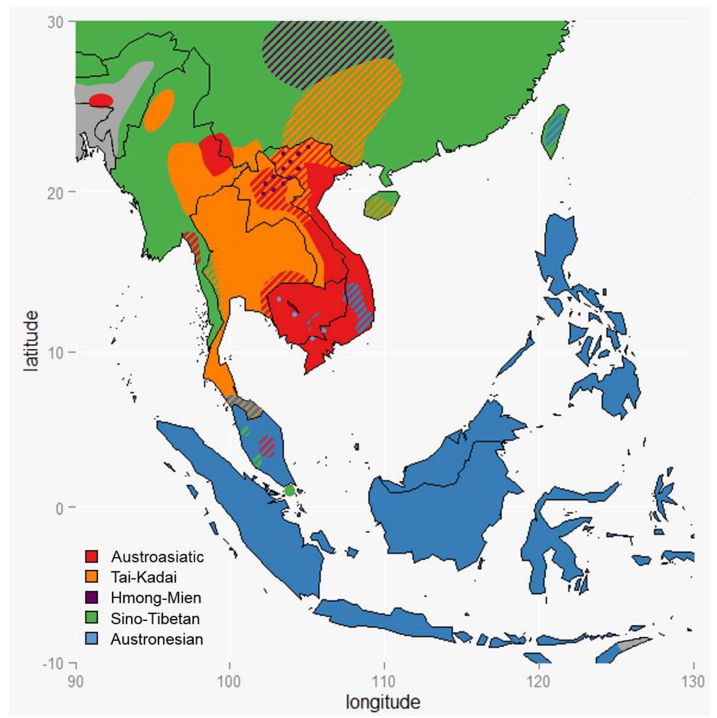 Map 1: the southeast asian language phyla (simplified)