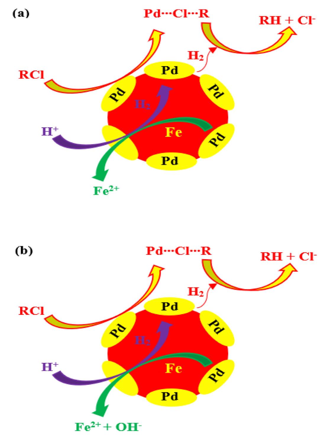 Reaction mechanism of coc catalytic dechlorination by pd—fe