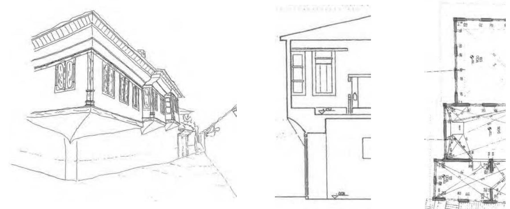 Plan, section and axonometric view of a projection (source: