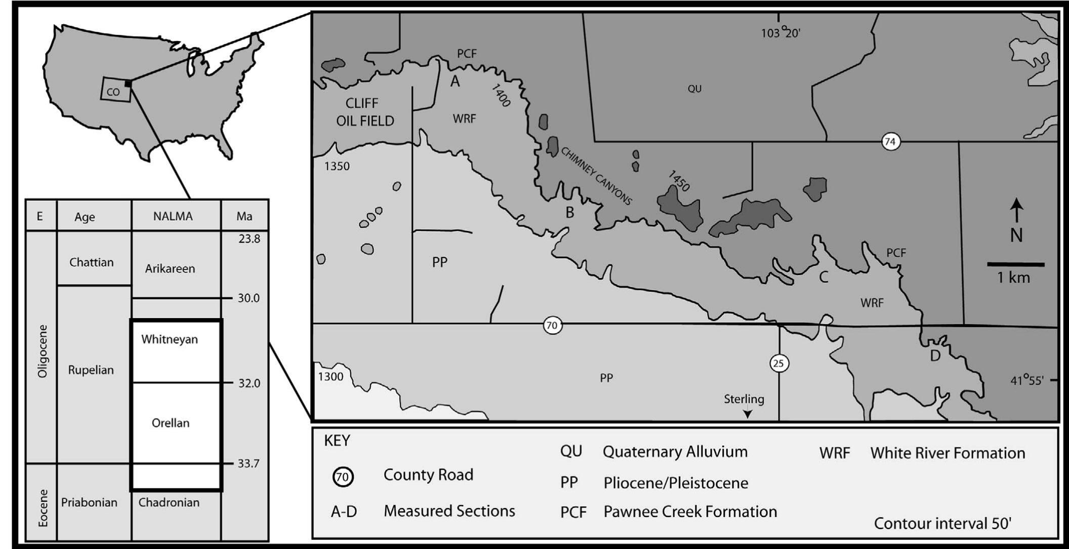 —distribution of the eocene—-oligocene white river