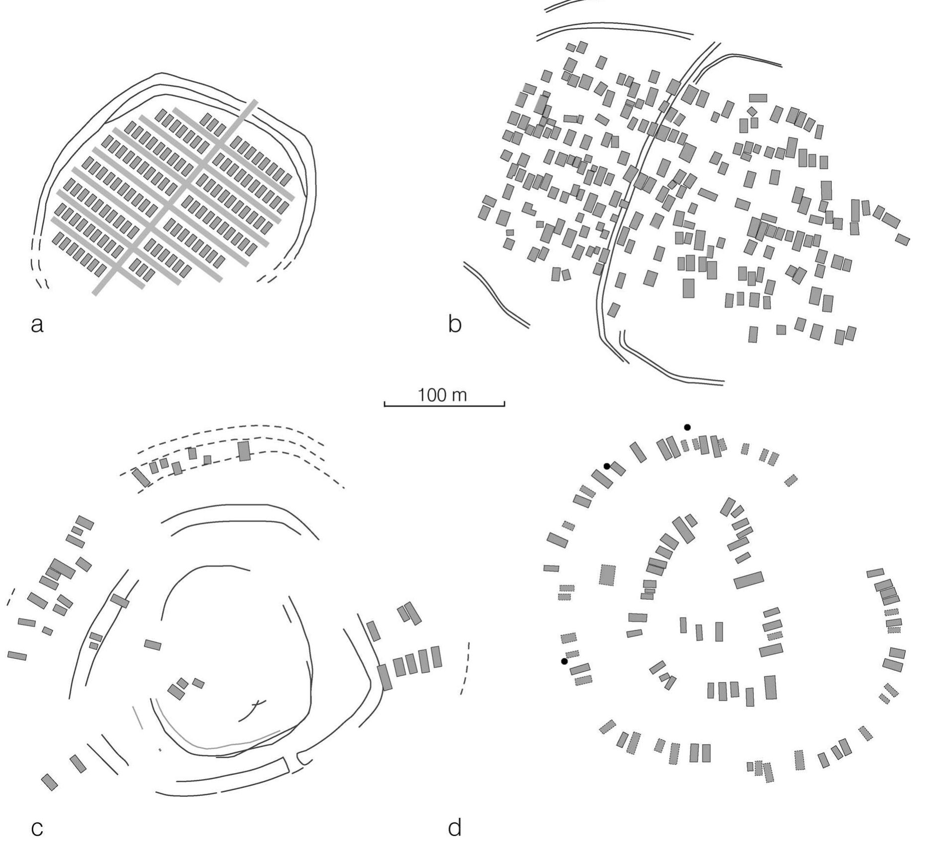 Examples of different principles of settlement organisation