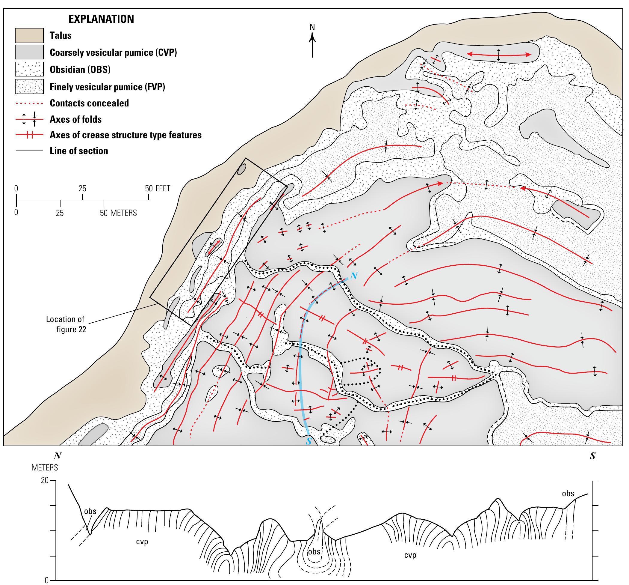 The structural map and cross section shown in figure 21 are
