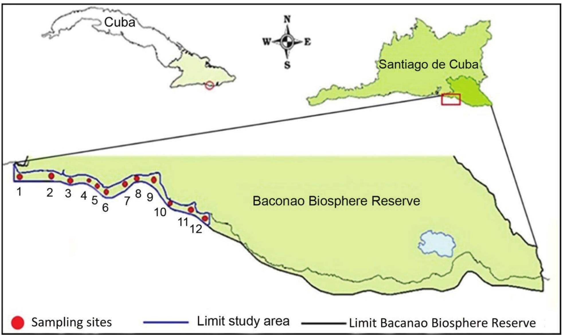 Study area in the baconao biosphere reserve, south-eastern