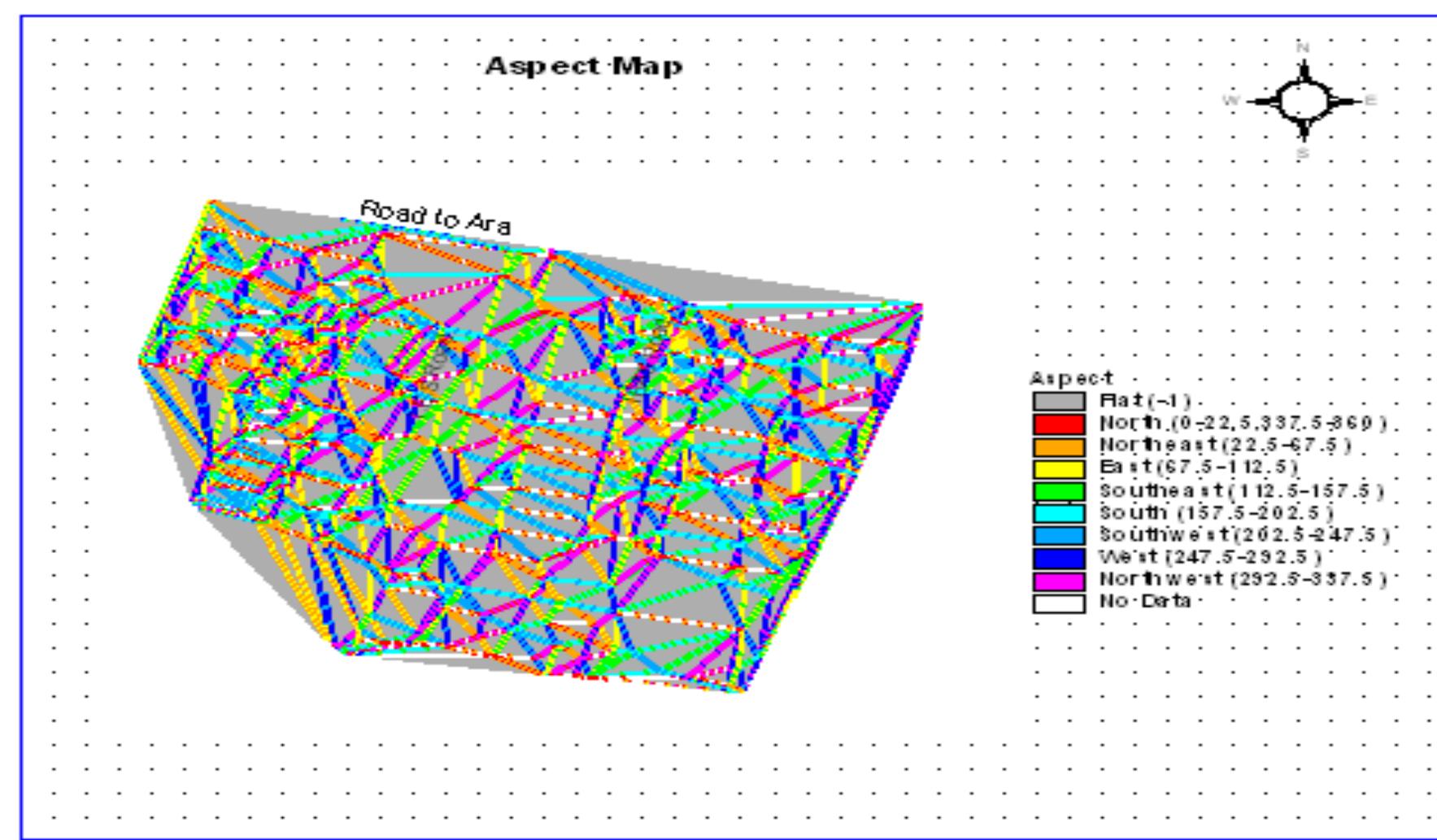 Aspect map of the study area