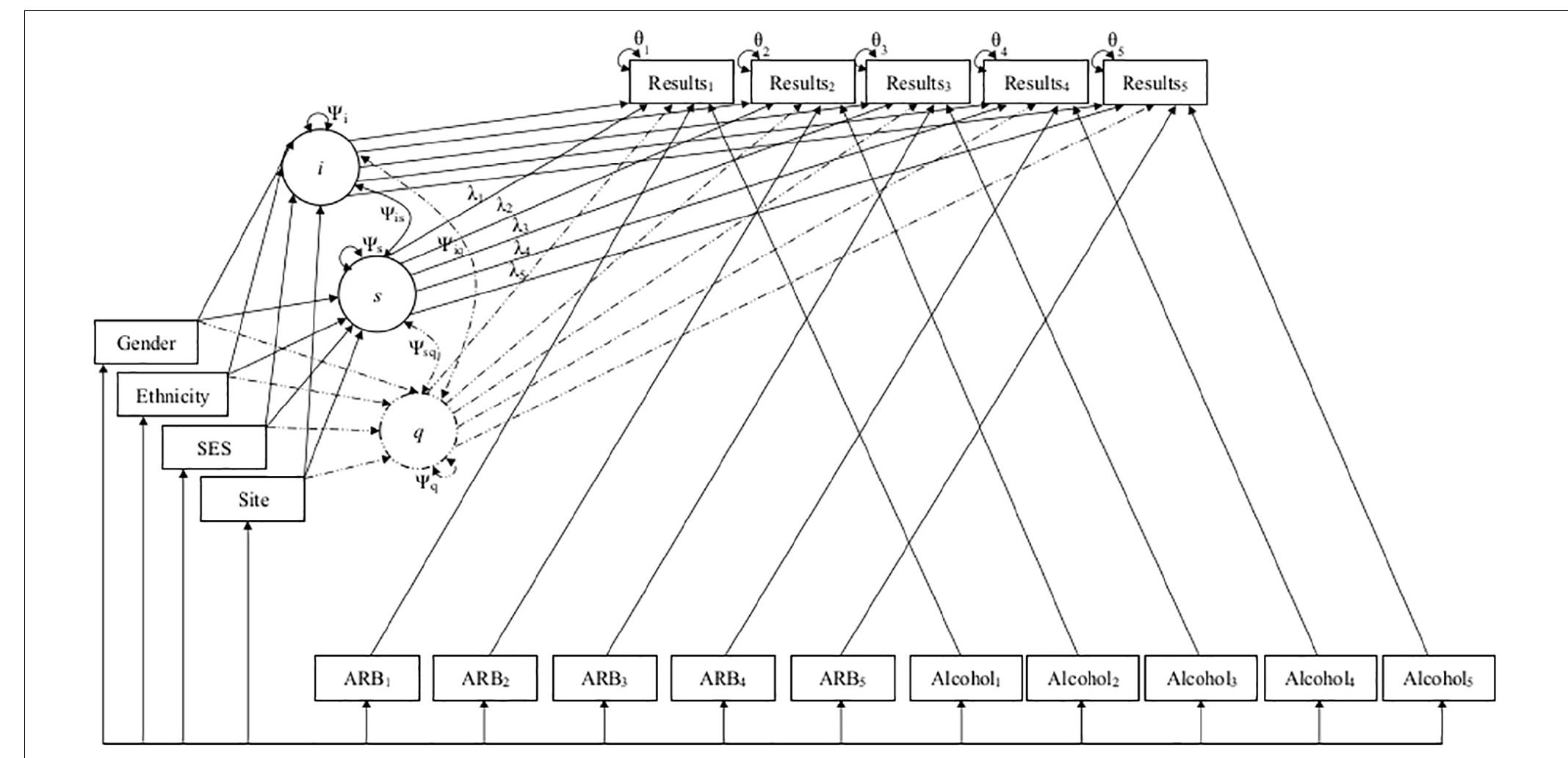 | path diagrams for linear and quadratic conditional models.
