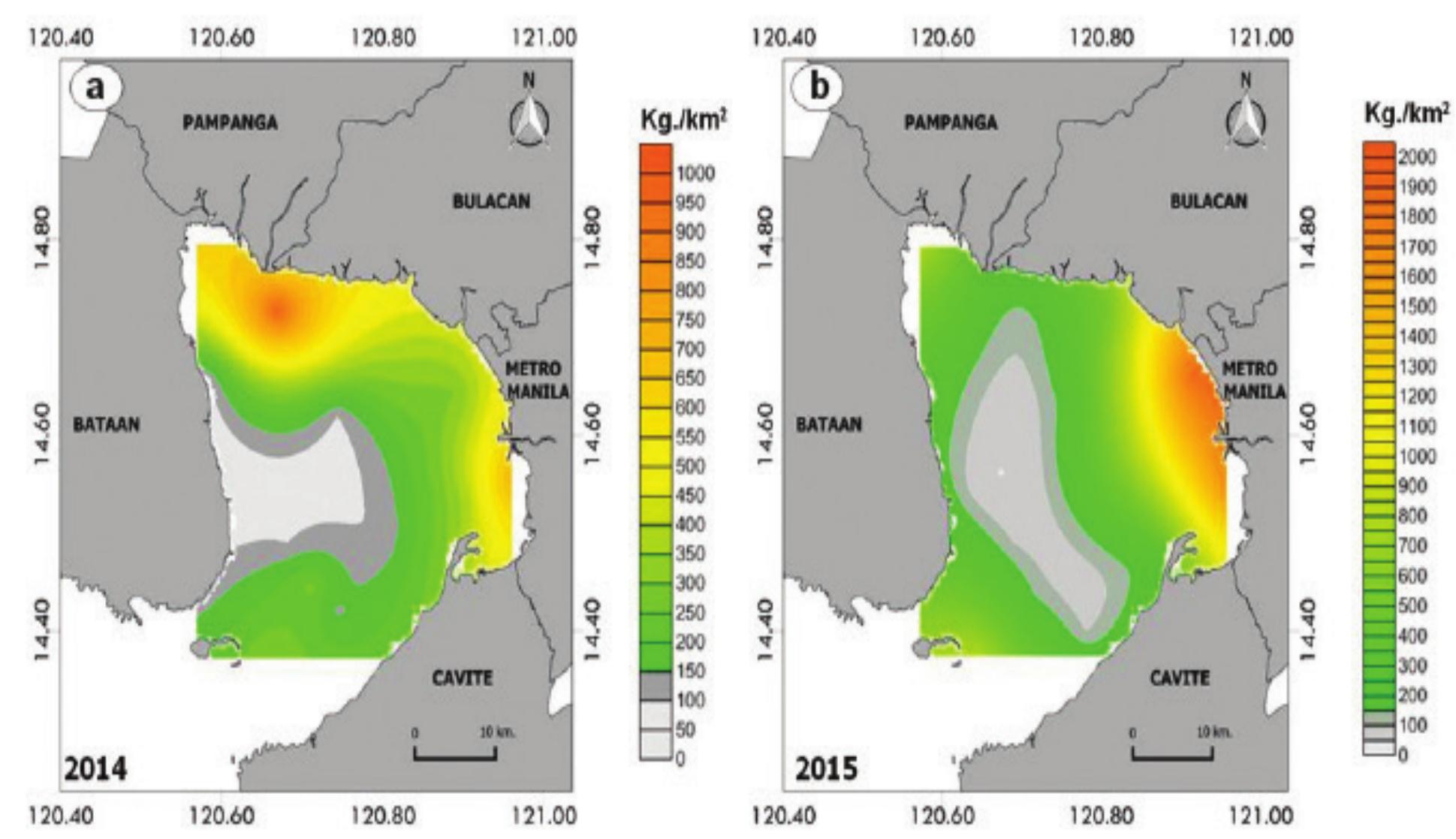 3. map showing the demersal biomass distribution from the