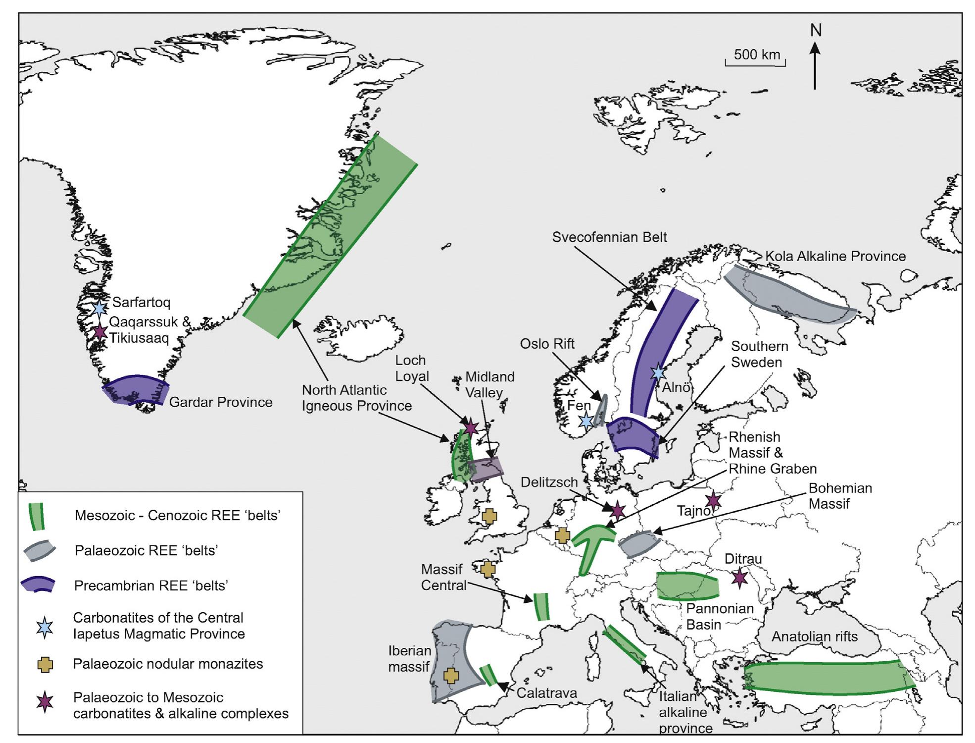 Overview map of europe showing the approximate extent of the