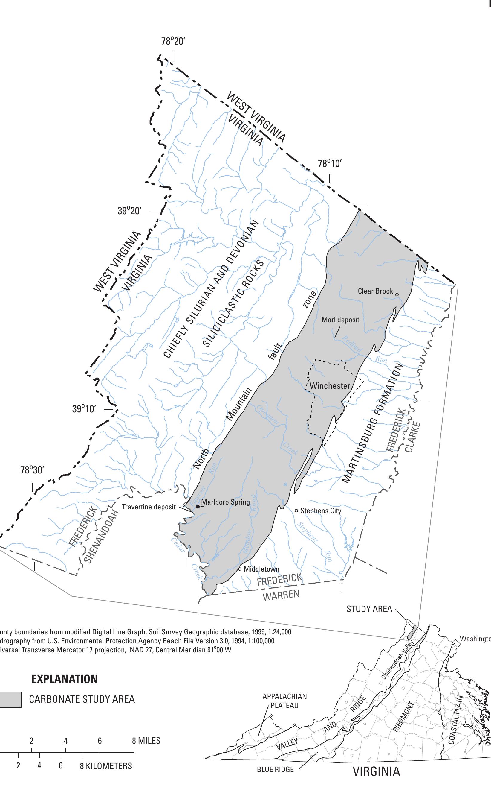 Generalized geologic province map of frederick county, va.,