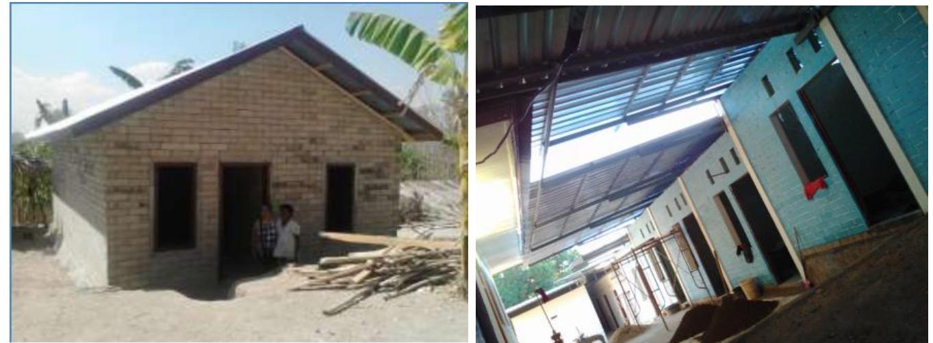 The completed simple house lock-brick